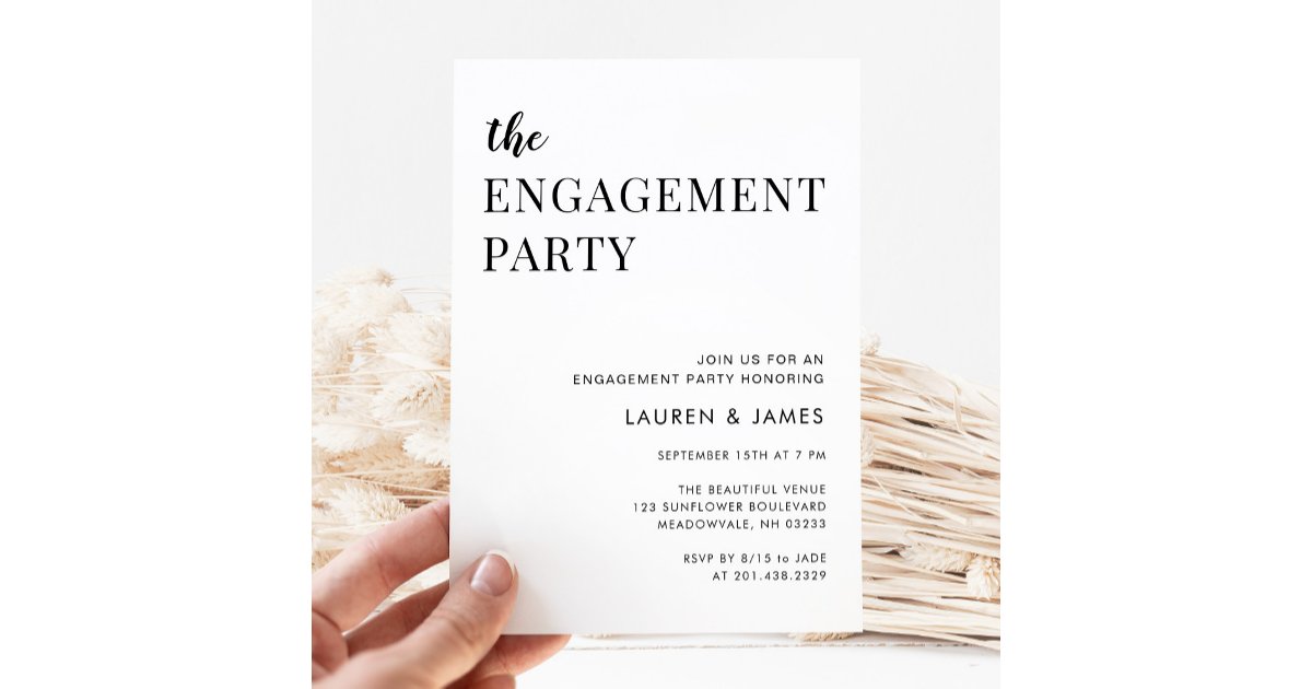 Elegant Modern Engagement Party Invitation | Zazzle