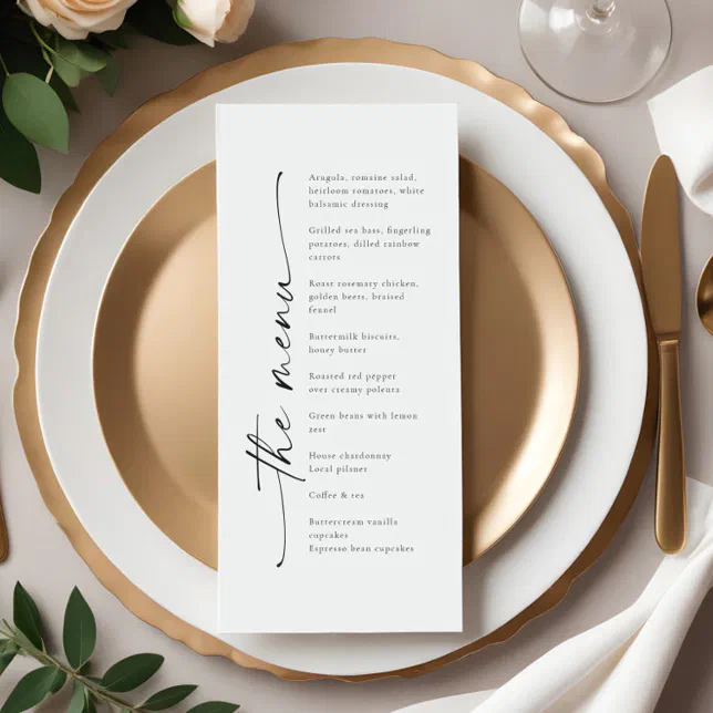 Elegant Modern Event or Wedding Reception Menu | Zazzle