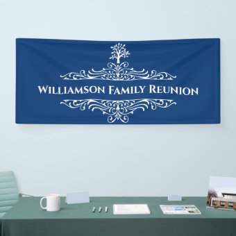 Elegant Modern Family Tree Monogram Event Banner | Zazzle
