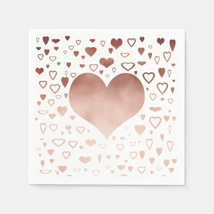 elegant modern faux rose gold hearts pattern napkins | Zazzle