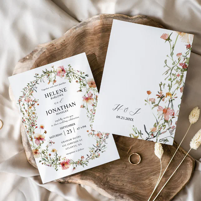 Elegant Modern Floral Garden Wildflower Wedding Invitation | Zazzle