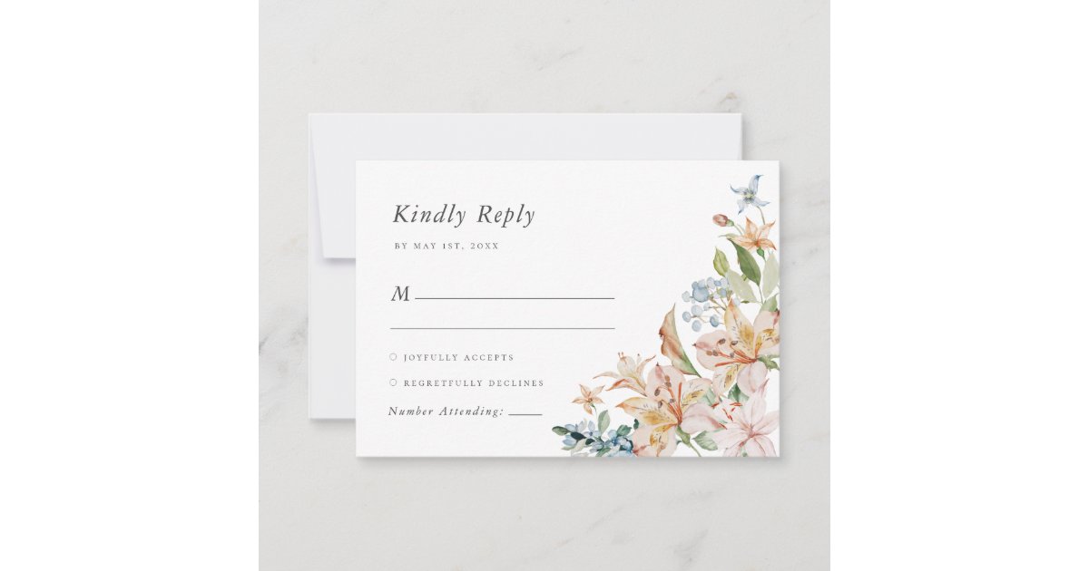 Elegant Modern Floral RSVP Card | Zazzle