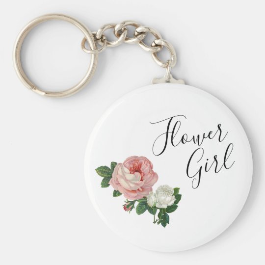 Elegant & modern flowers pink roses flower girl keychain | Zazzle.com