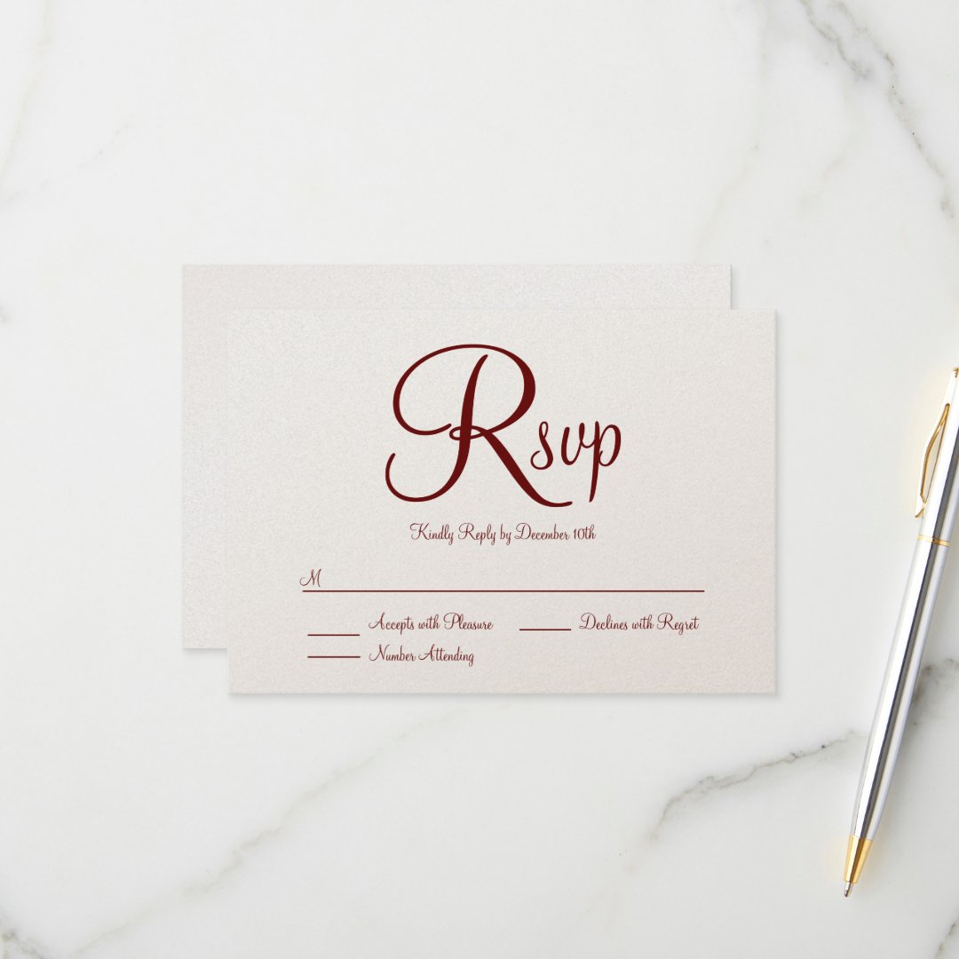 Elegant Modern Font Burgundy RSVP Card | Zazzle