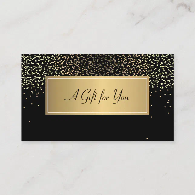 Elegant Modern Frame,Gold Confetti Black Discount Card | Zazzle