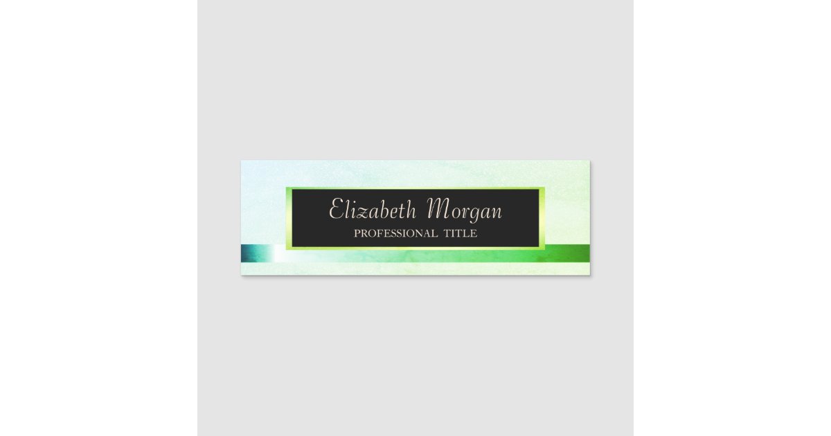 Elegant Modern, Frame,Green Stripe Name Tag | Zazzle