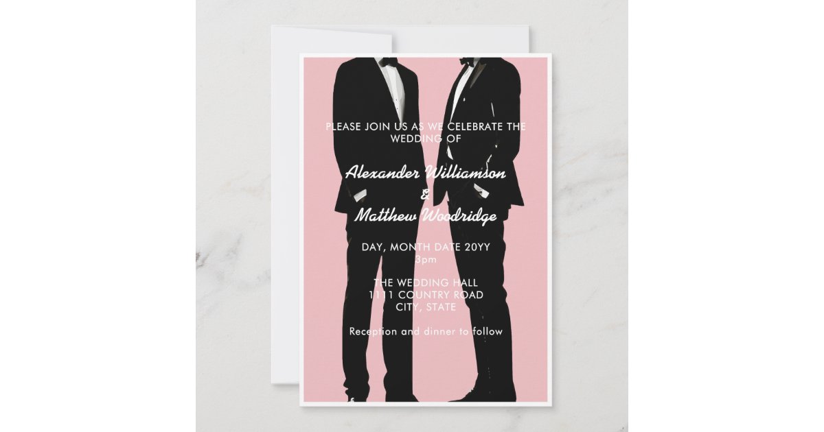 Elegant Modern Gay Men Wedding Invitation | Zazzle