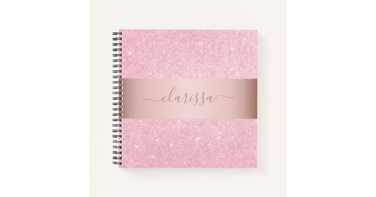 Elegant modern geometric rose gold glitter notebook | Zazzle