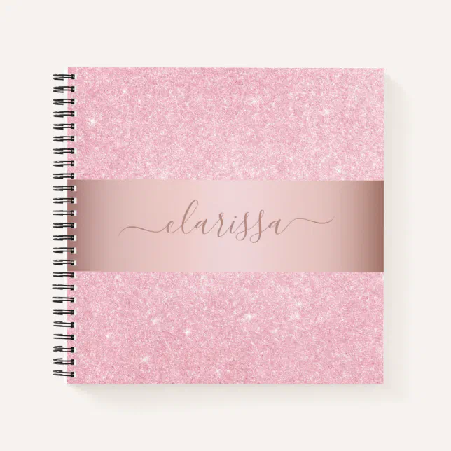 Elegant modern geometric rose gold glitter notebook | Zazzle