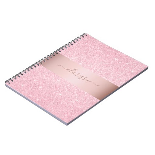 Elegant modern geometric rose gold glitter notebook | Zazzle