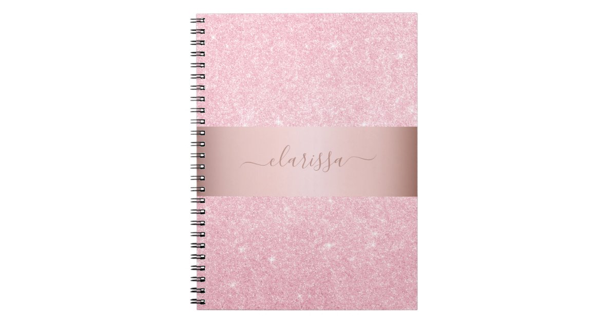 Elegant modern geometric rose gold glitter notebook | Zazzle