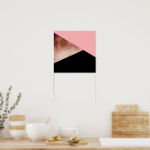 elegant modern geometric rose gold pink black poster | Zazzle