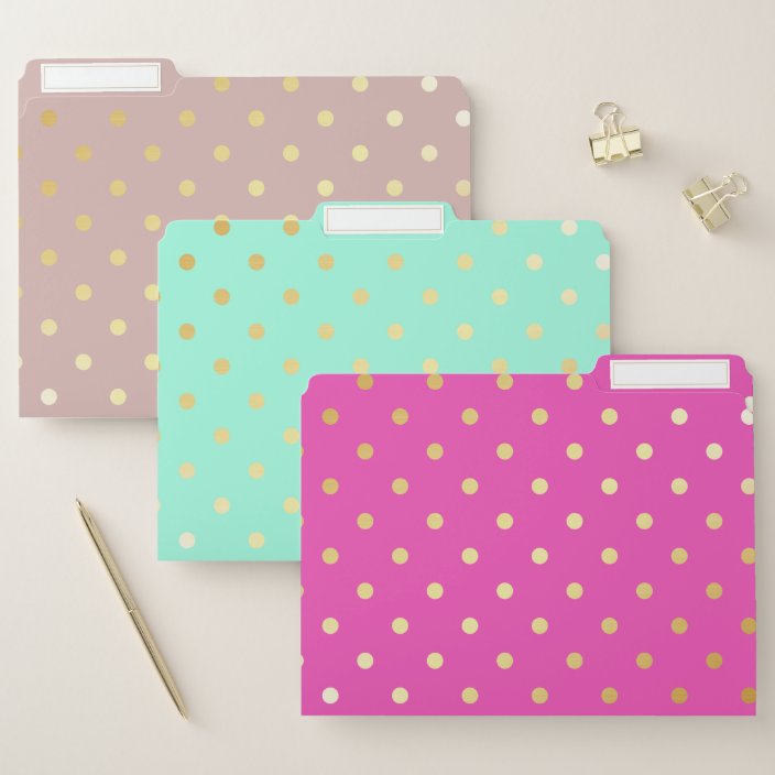 Elegant modern girly gold polka dots file folder | Zazzle.com
