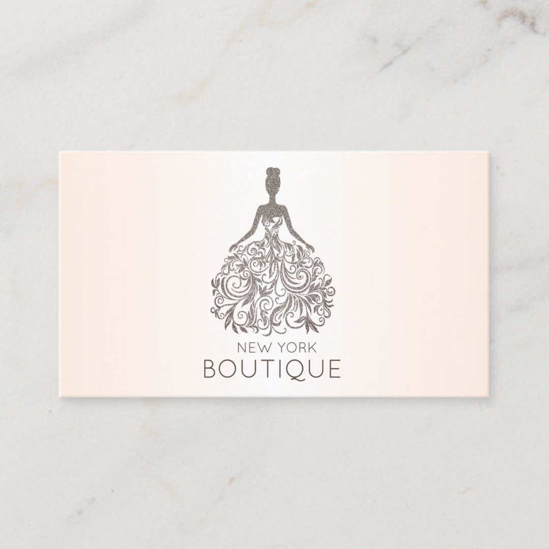 Elegant Modern Glitter Dress Business Card | Zazzle