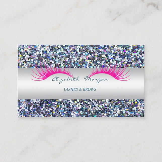 Elegant Modern Glitter, Faux Lashes Business Card | Zazzle