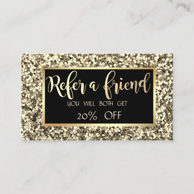 Elegant Modern Glitter Frame Referral Card | Zazzle