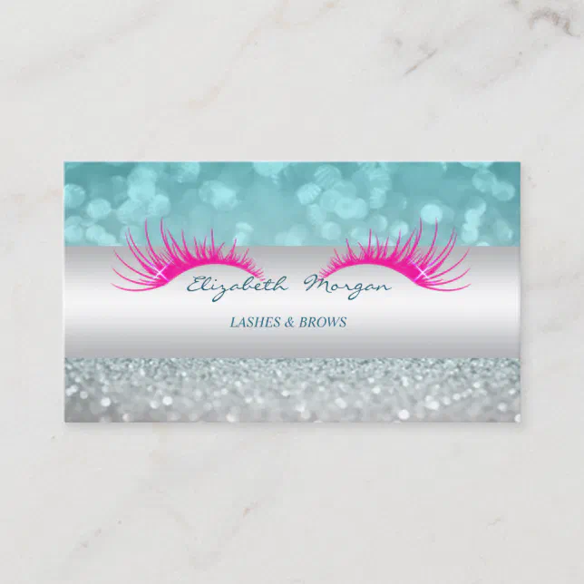 Elegant Modern Glittery Bokeh,Faux Lashes Business Card | Zazzle