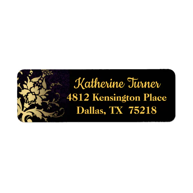 Elegant Modern Gold Black Return Address Labels | Zazzle