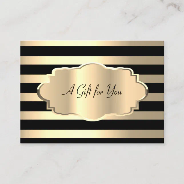Elegant Modern Gold Black Striped, Gold Frame Discount Card | Zazzle