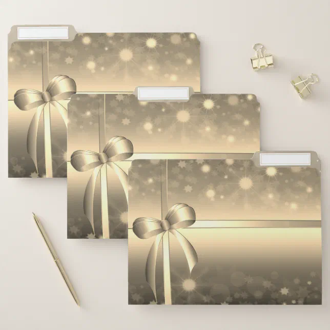 Elegant Modern Gold Bow File Folder | Zazzle