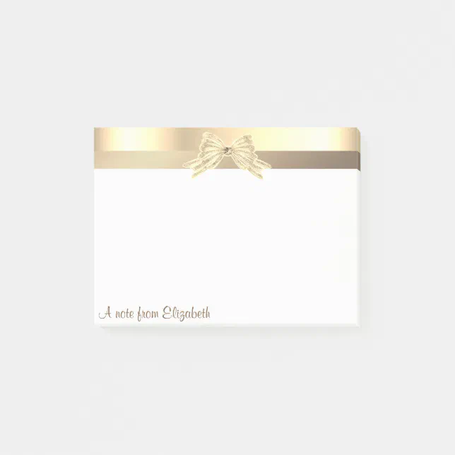 Elegant Modern Gold Bow- Personalized Post-it Notes | Zazzle