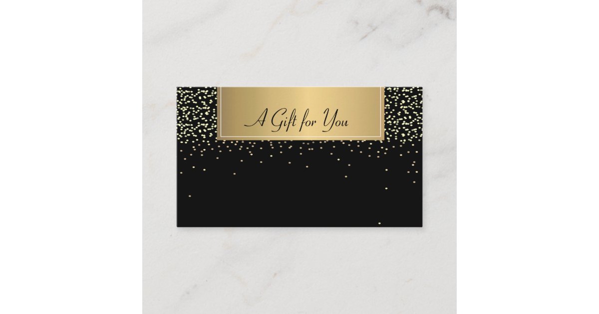 Elegant Modern, Gold Confetti Black Discount Card | Zazzle