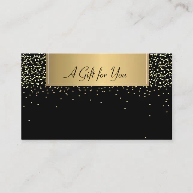 Elegant Modern, Gold Confetti Black Discount Card | Zazzle