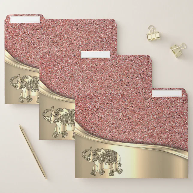 Elegant Modern Gold Elephant Red Marble Texture File Folder | Zazzle