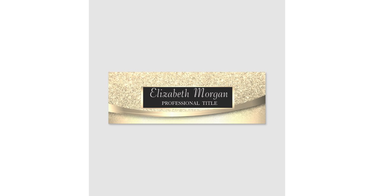 Elegant Modern, Gold Glitter Bokeh Ombre, Frame Name Tag | Zazzle
