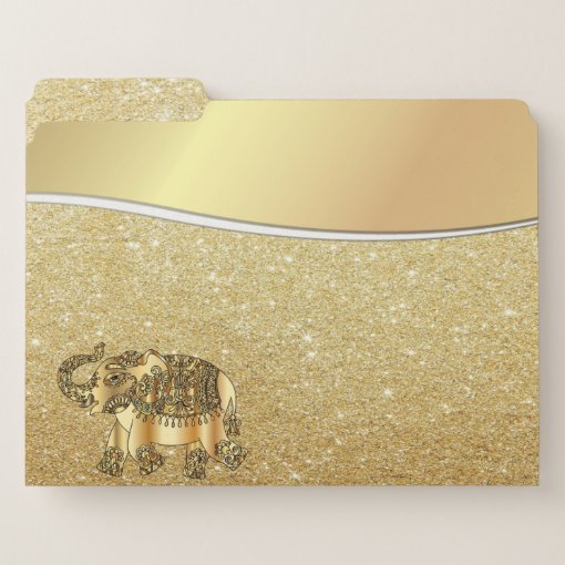 Elegant Modern Gold Glitter, Elephant File Folder | Zazzle