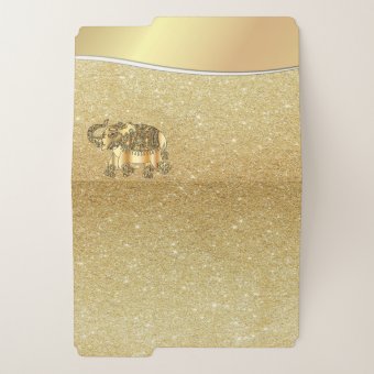 Elegant Modern Gold Glitter, Elephant File Folder | Zazzle