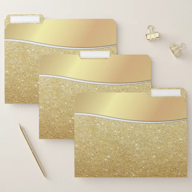 Elegant Modern Gold Glitter File Folder | Zazzle