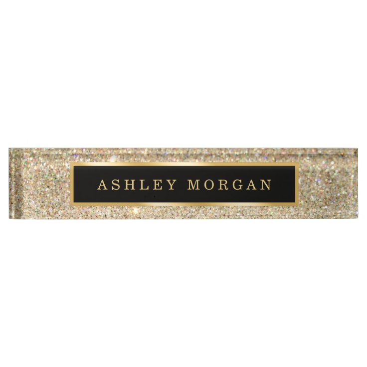 Elegant Modern Gold Glitter Sparkles Name Plate Zazzle