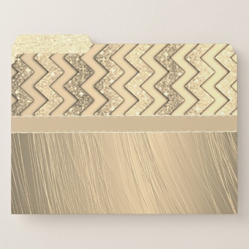 Elegant Modern Gold Glitter Zigzag Chevron Pattern File Folder | Zazzle