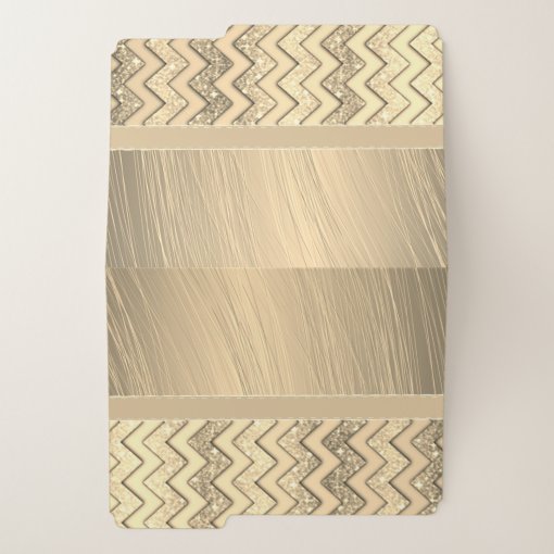 Elegant Modern Gold Glitter Zigzag Chevron Pattern File Folder | Zazzle