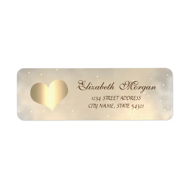 Elegant Modern Gold Heart, Shiny Address Label | Zazzle