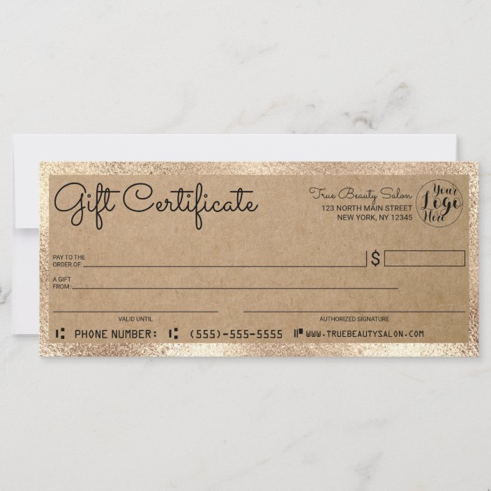 Elegant Modern Gold Kraft Check Gift Certificate | Zazzle.com