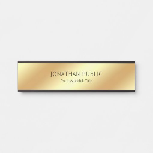 Elegant Modern Gold Look Design Glamour Template Door Sign | Zazzle