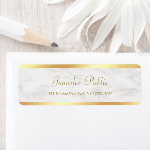Elegant Modern Gold Marble Handwritten Script Chic Label | Zazzle