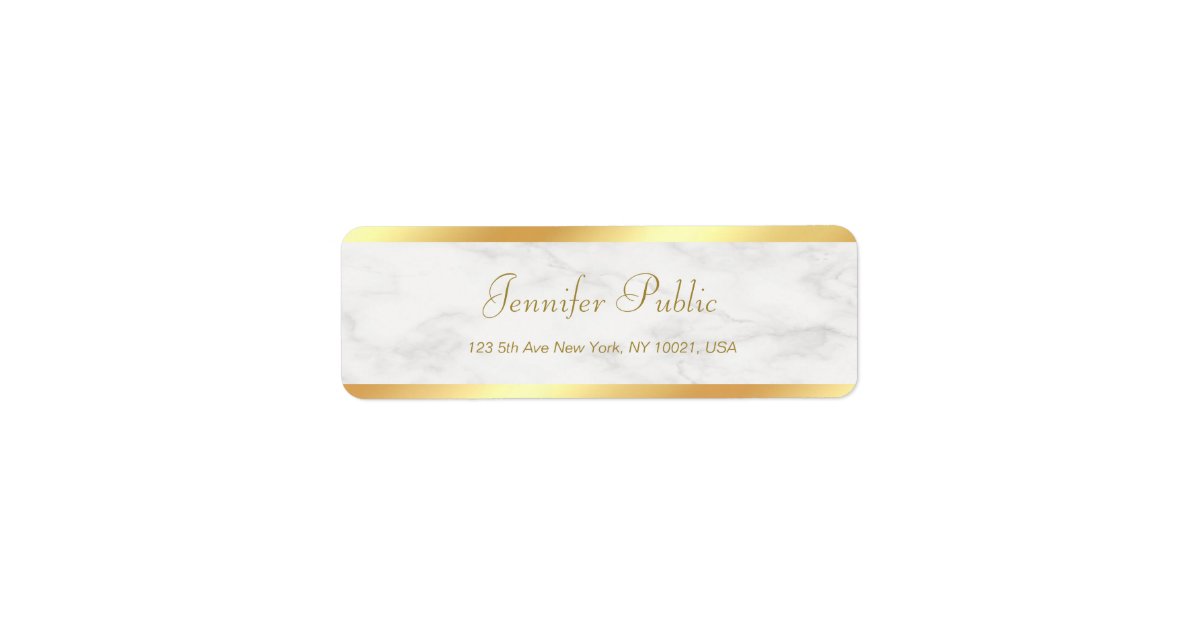 Elegant Modern Gold Marble Handwritten Script Chic Label | Zazzle