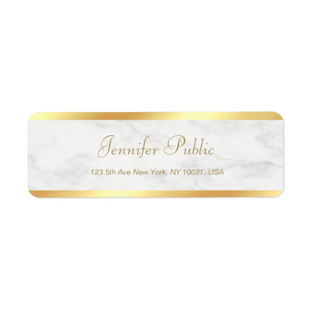 Elegant Modern Gold Marble Handwritten Script Chic Label | Zazzle