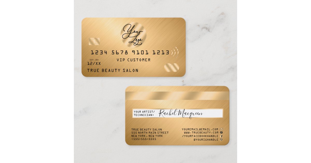 Elegant Modern Gold Metallic Credit Card Logo | Zazzle