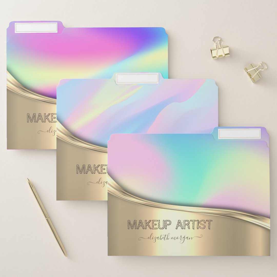 Elegant Modern Gold Ombre Holographic File Folder | Zazzle