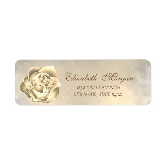 Elegant Modern Gold Rose Address Label | Zazzle