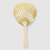 Elegant Modern Gold Seashell Beach Hand Fan | Zazzle