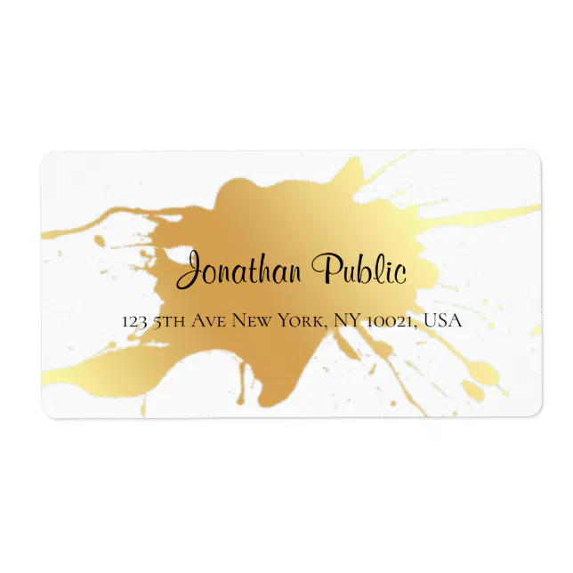 Elegant Modern Gold Splash Professional Shipping Label | Zazzle