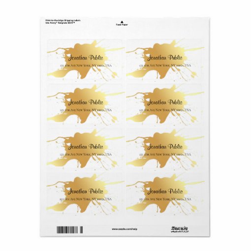 Elegant Modern Gold Splash Professional Shipping Label | Zazzle