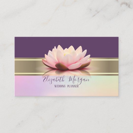 Elegant Modern Gold Stripe Lotus Flower Business Card | Zazzle.com