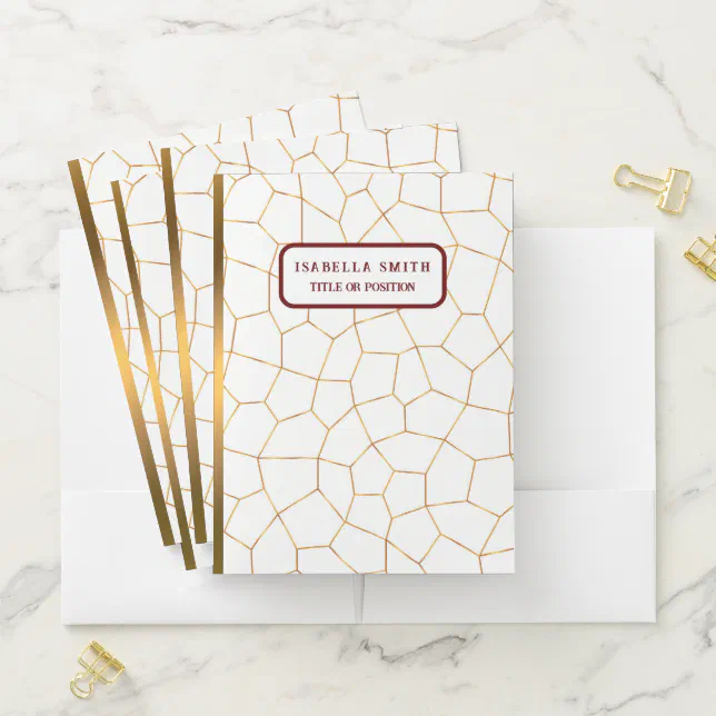 Elegant Modern Gold White Stained Glass Collection Pocket Folder | Zazzle