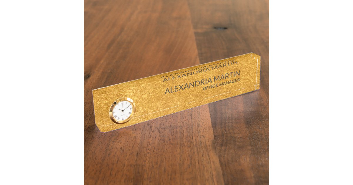 Elegant Modern Golden Mustard Yellow Desk Name Plate | Zazzle